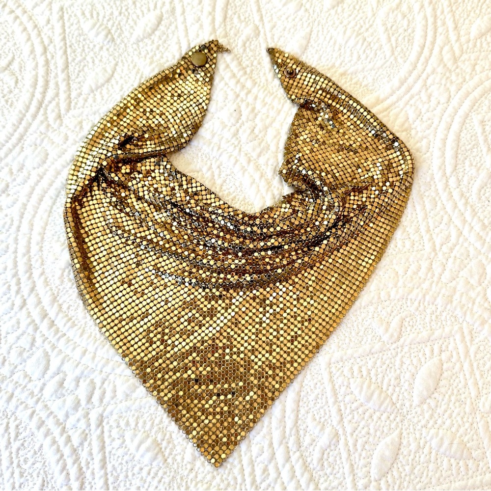 Vintage Rau Kilkit Gold Mesh Choker Collar Drape Neck… - Gem